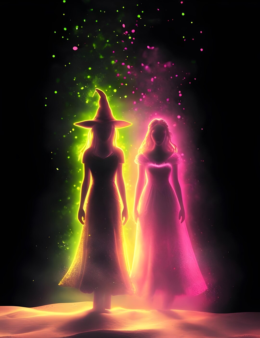 Wicked Fleece Blanket With Elphaba and Glinda, Cozy Bedding Decor ...