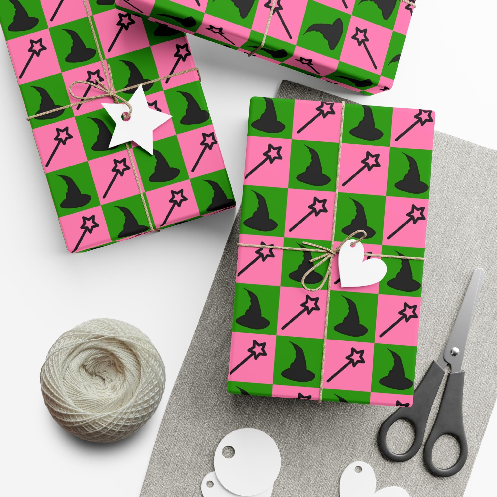Wicked Inspired Wrapping Paper - Pink Squares With Glinda's Wand ...