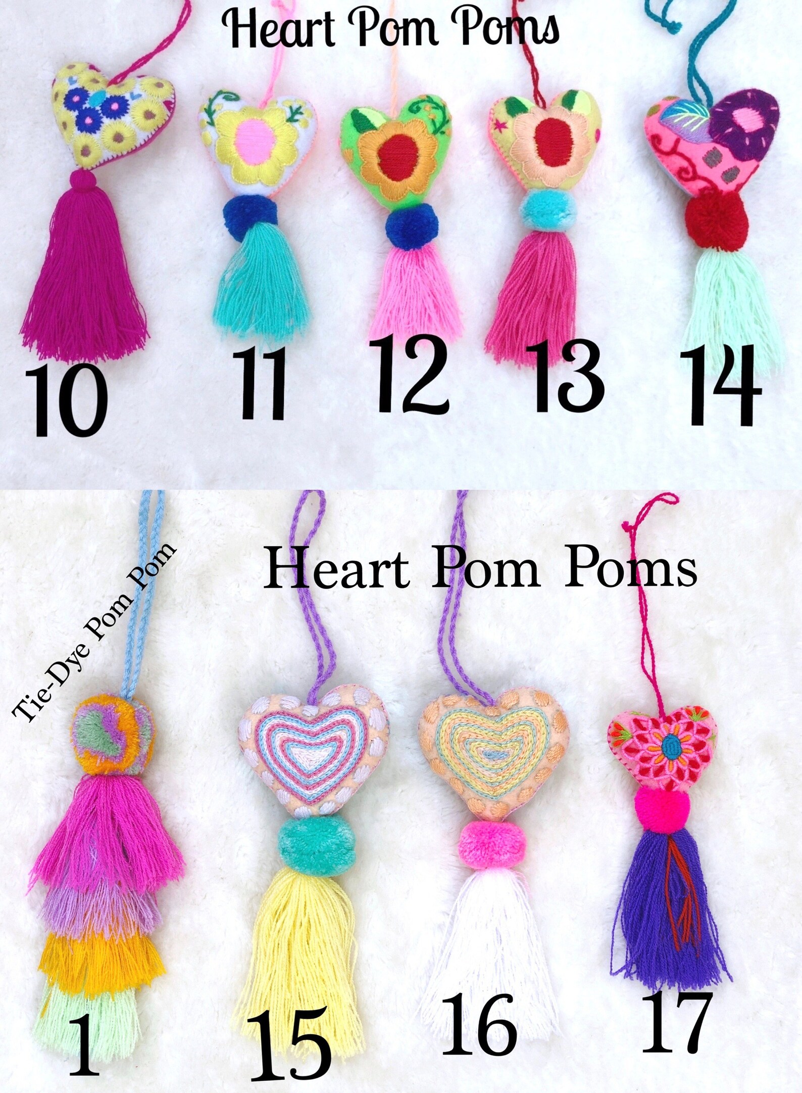 Tassel Pom Poms for Bags Stacked Tassel Tie On Valentines | Etsy