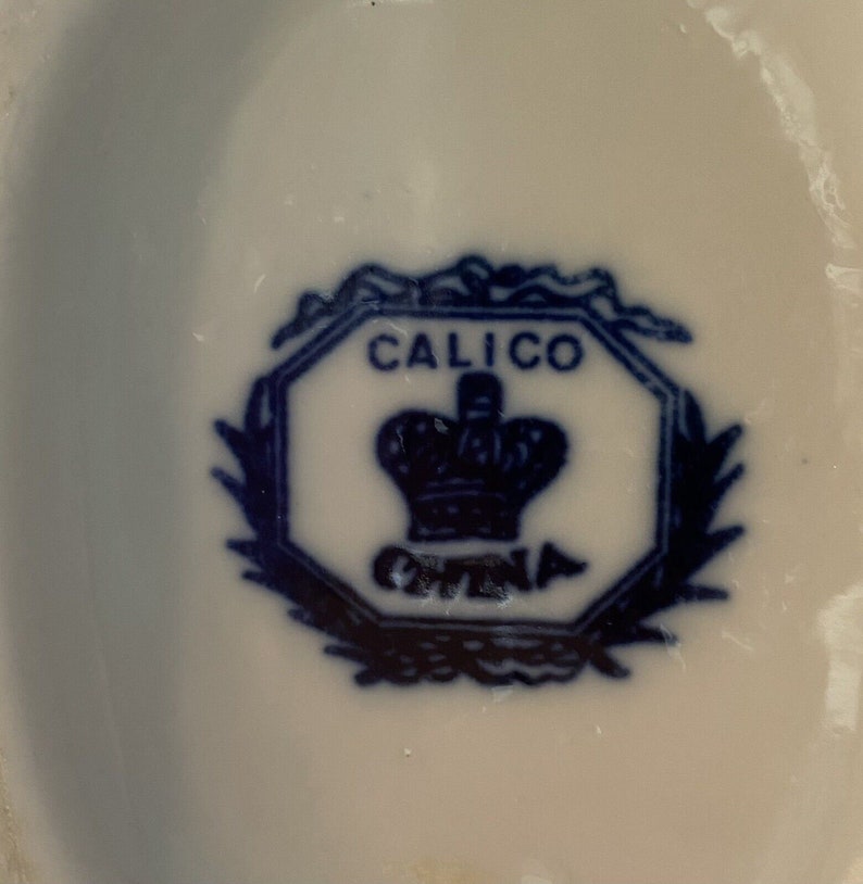 Vintage Calico China Blue Speckled Porcelain Pitcher White Painted Duck ...