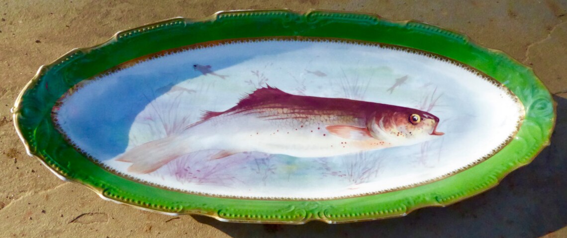Hand-painted Limoges Fish Service Marked for Lewis Straus & Son. - Etsy