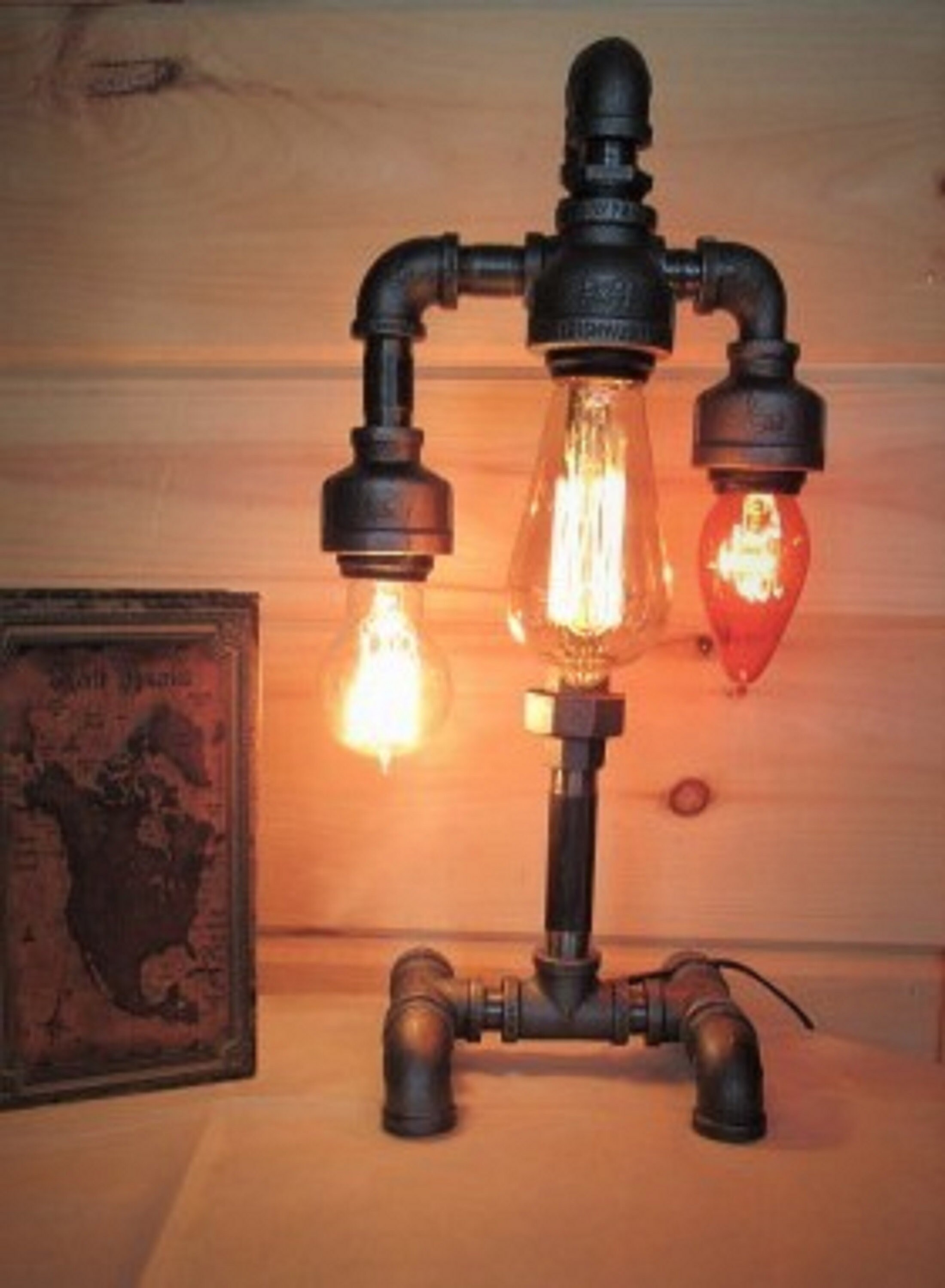 3 Bulb Desk Lamp-dorm Lamp-table Lamp-rustic Lamp Steampunk | Etsy