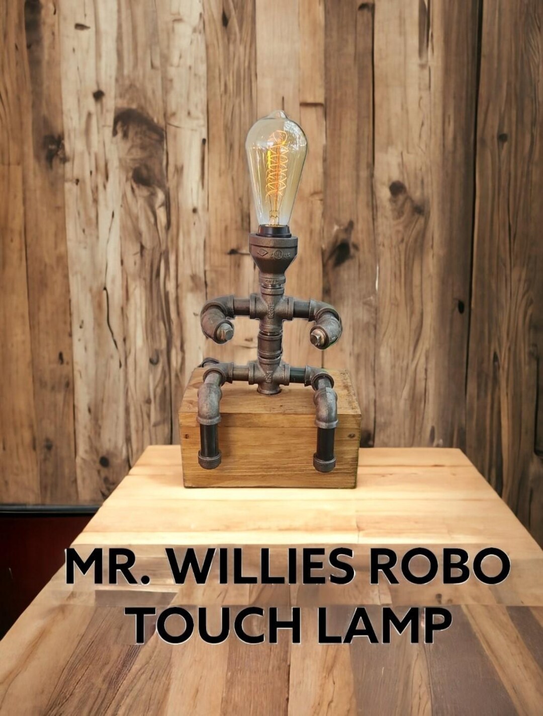 Handcrafted Industrial Pipe Touch Sitting Man Desk Lamp - Etsy