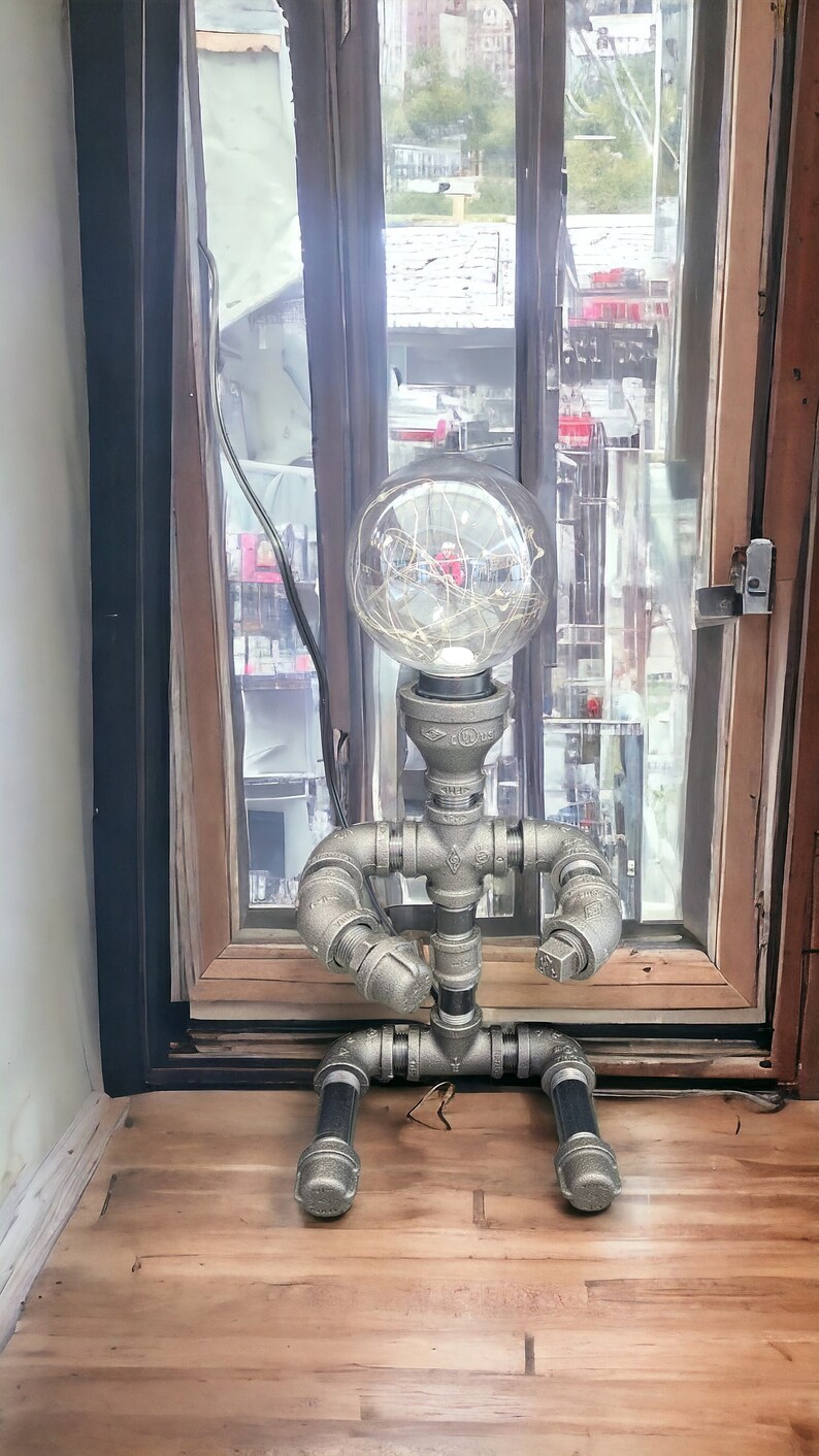 Handcrafted Industrial Pipe Sitting Man Lamp With Hand On/off Switch - Etsy