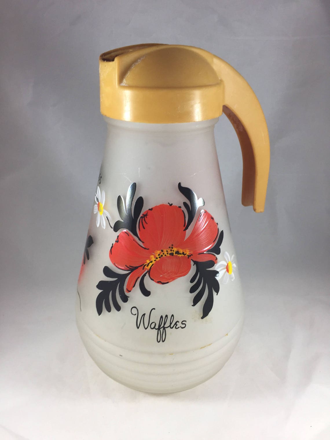 Hazel Atlas Waffle and Syrup Pitchers Floral Pitchers | Etsy