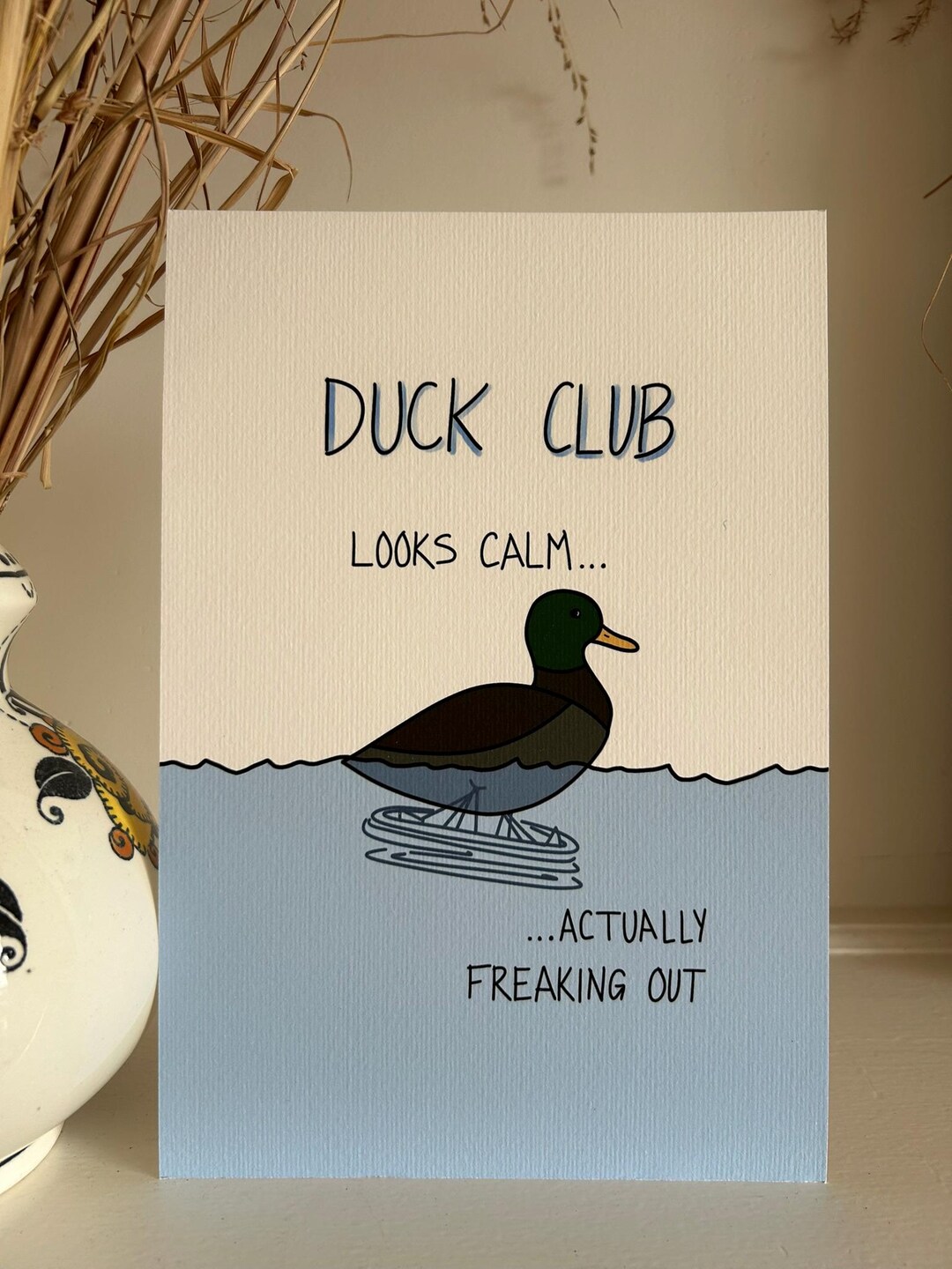 Duck Club Art Print - Hand Drawn Bird Art - Good Luck Birds - Cartoon ...