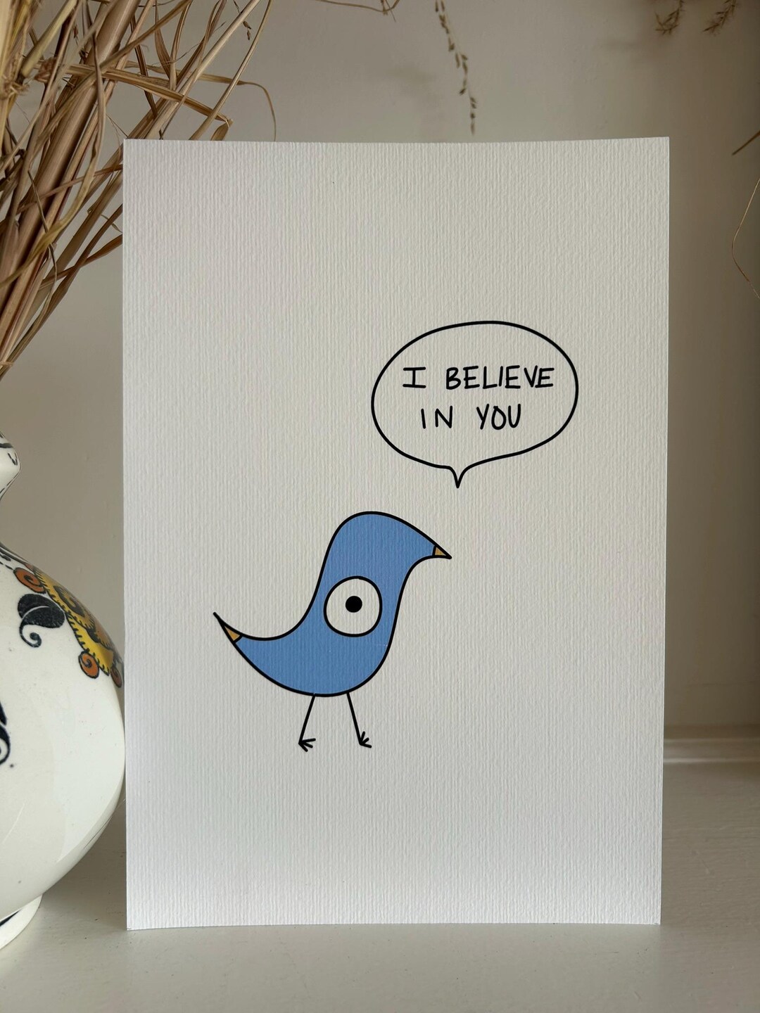 Good Luck Bird Art - I Believe in You - Art Print Cartoon Illustration ...