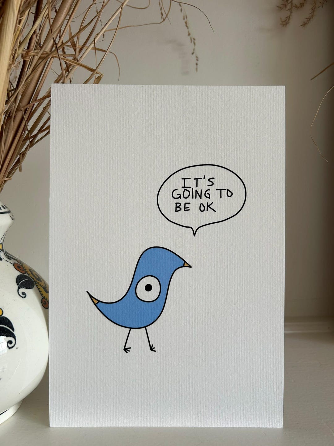 Good Luck Bird Art - Going to Be Ok - Art Print Cartoon Illustration ...