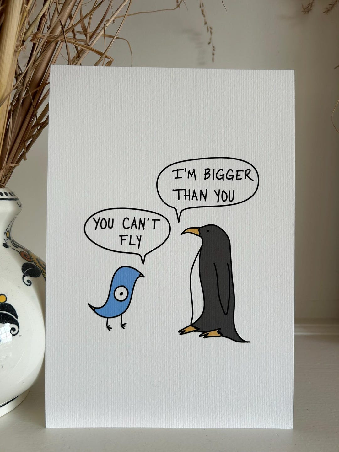 Penguin Competition Print - Hand Drawn Bird Art - Good Luck Birds ...