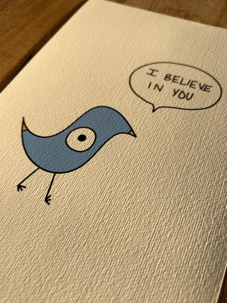 Good Luck Bird Art - I Believe in You - Art Print Cartoon Illustration ...