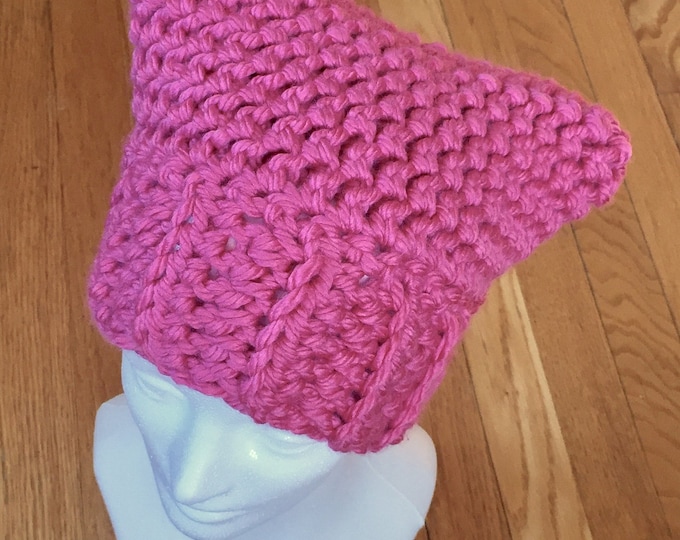 Woman's March Hat, Pink Crocheted, Uterus Hat, Pussy Hat - Etsy