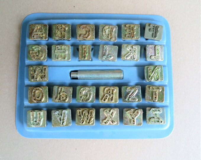 Vintage Craftool Wood Grain Alphabet Leather Stamp Kit. Western Style ...