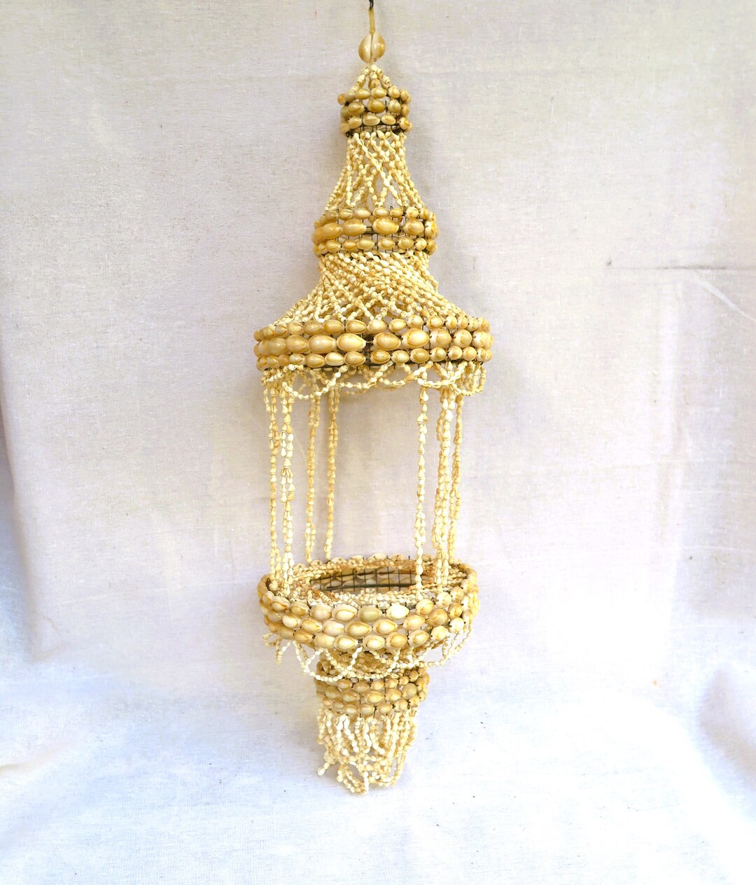 30 Inch Mid Century Boho Cowrie Puka Seashell Hanging Chandelier Mobile ...