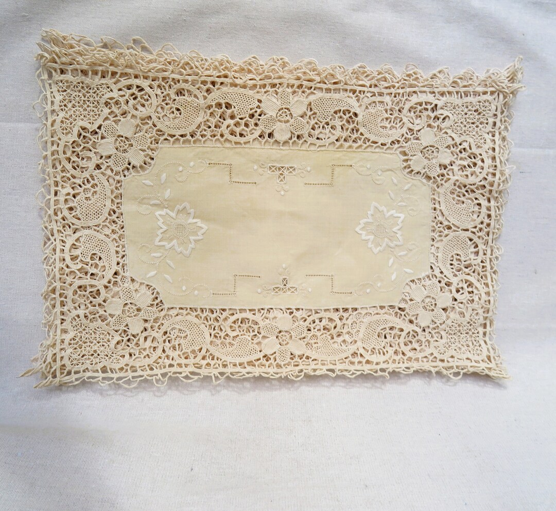 Antique Hand Tatted Italian Style Lace Place Mats/likely Gros Point De ...