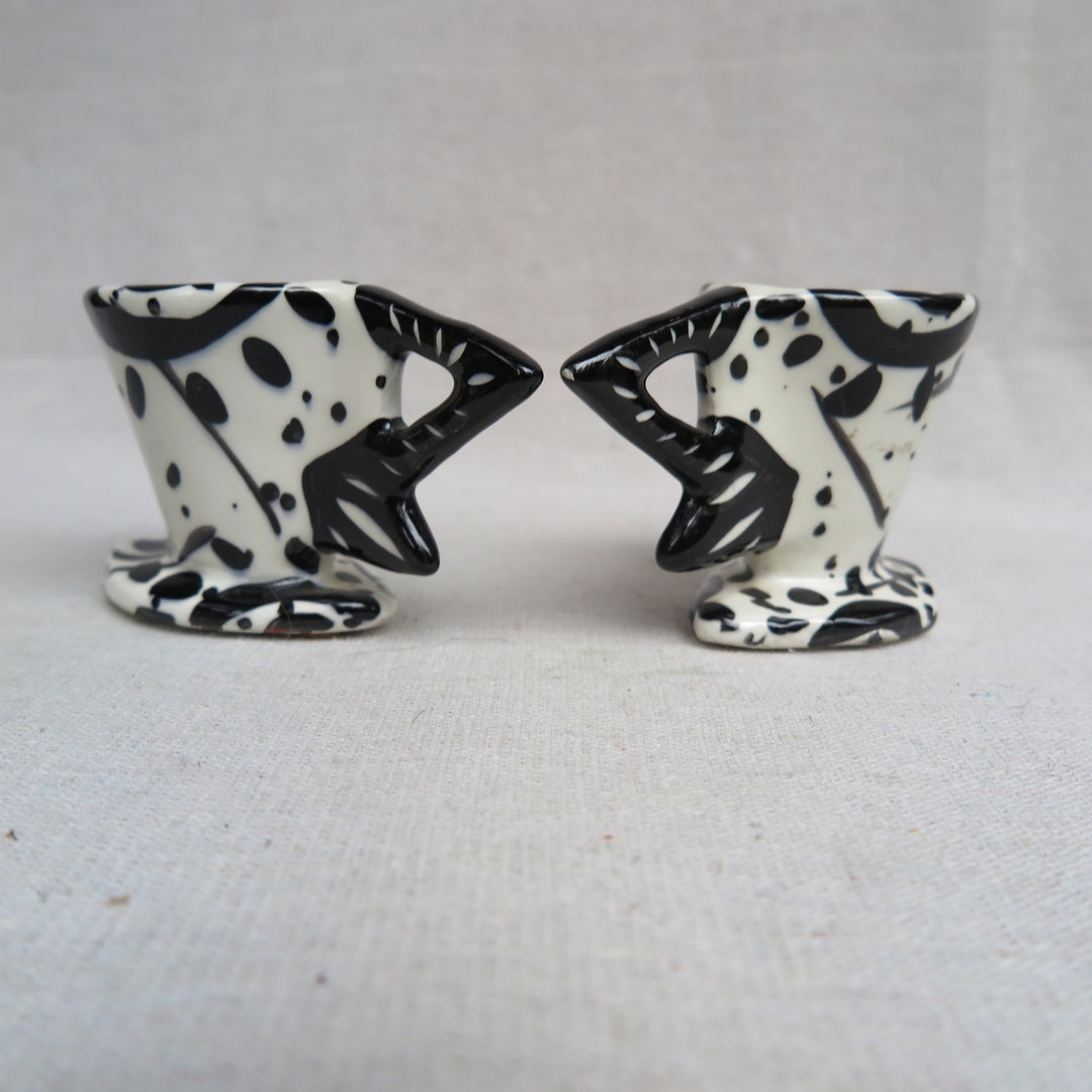 Pop Art Post Modern Ceramic Demi Tasse Espresso Cups/black and White ...
