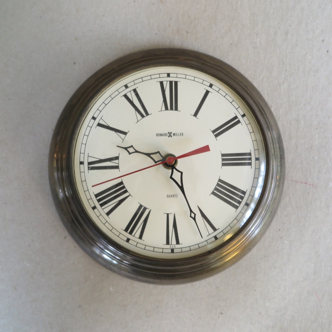 MCM Howard Miller Brass Quartz Wall Clock/cream Colored Background With ...