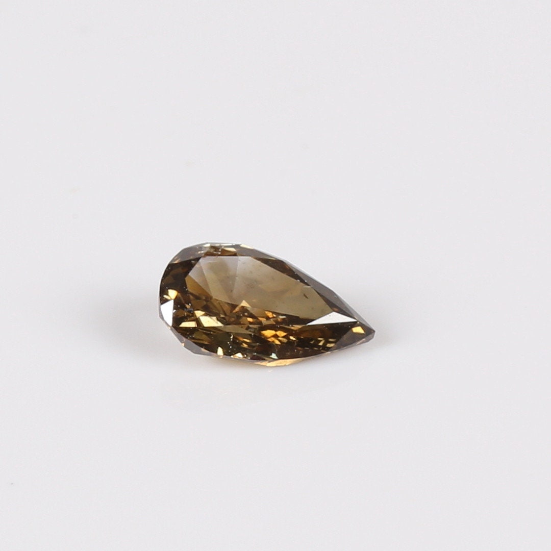 0.43ct Natural Fancy Dark Yellow-brown Pear GIA Certified Diamond - Etsy