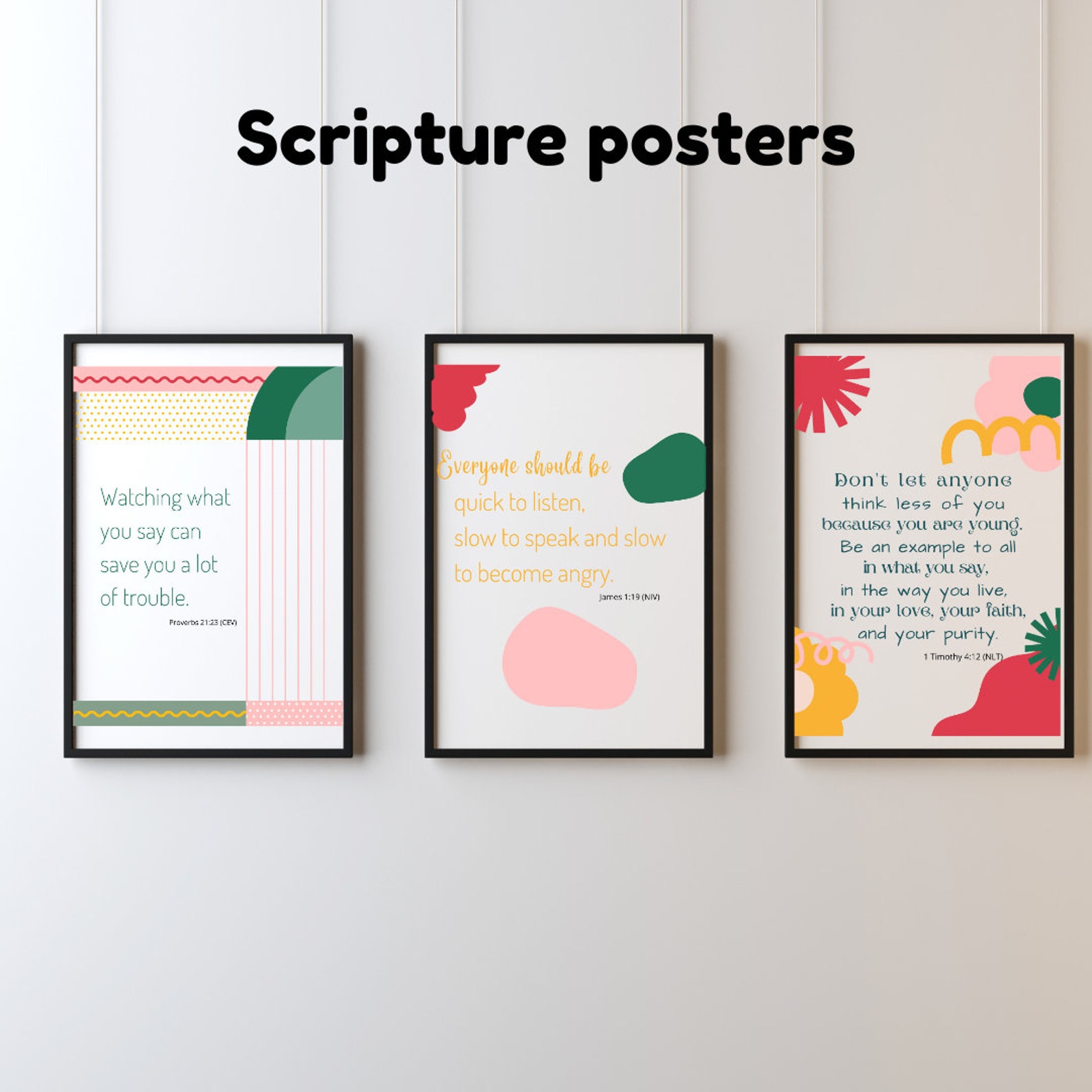 Scripture Posters for Classroom; Geometric Theme; Encouraging Classroom ...