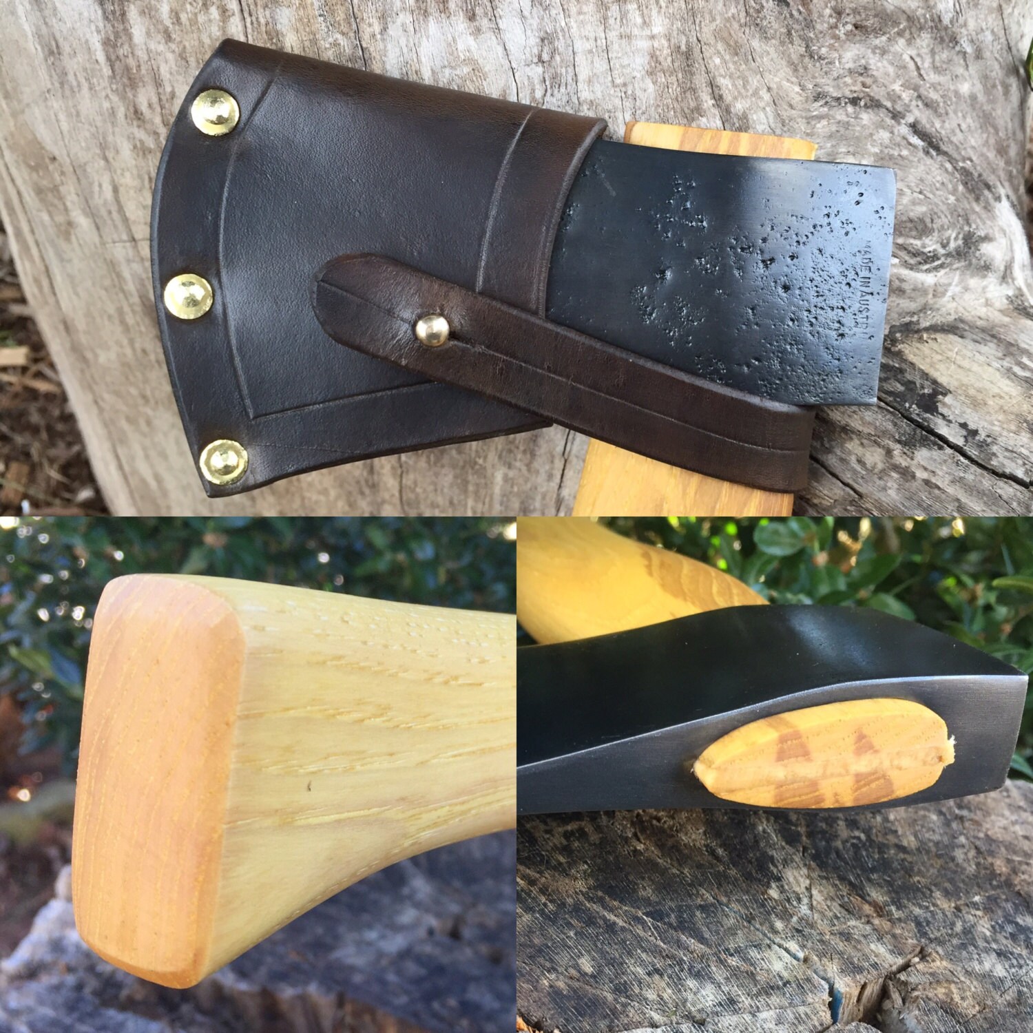 Vintage Made in Austria Hatchet with Carved Handle – Restored