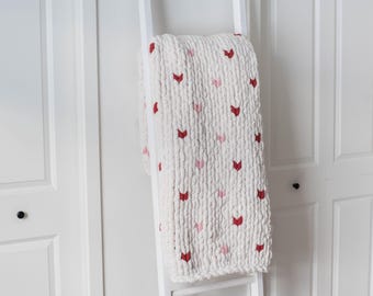 Chunky Knit Heart Blanket - Etsy