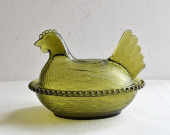 Green Glass Chicken | Etsy