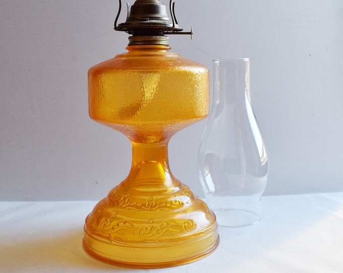 Large Glass Oil Lamp With Eagle Burner Orange or Yellow - Etsy