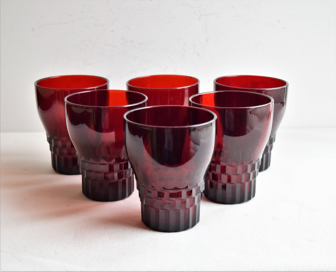 Set of 6 Anchor Hocking Ruby Red Glasses Windsor Royal Red Glassware - Etsy