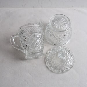 Vintage Diamond Pattern Glass Cream and Sugar Set Wexford Glassware ...