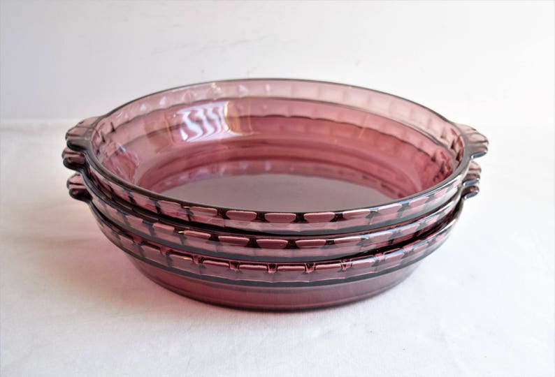 Set of 3 Cranberry Pyrex Pie Baking Dishes /glass Bakeware/ - Etsy