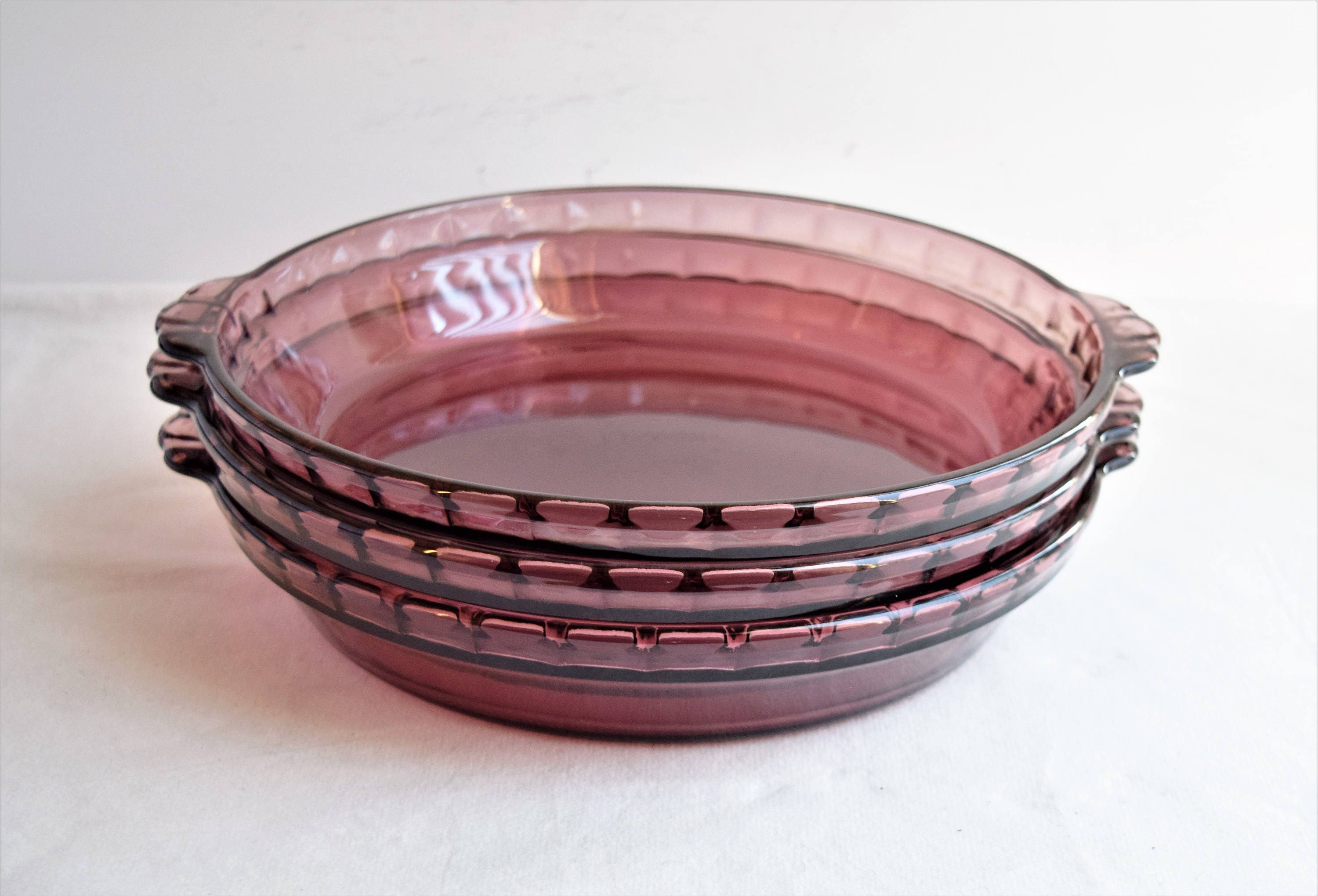 Set of 3 Cranberry Pyrex Pie Baking Dishes /glass Bakeware/ - Etsy