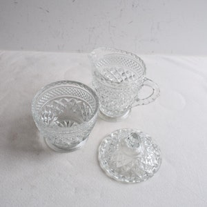 Vintage Diamond Pattern Glass Cream and Sugar Set Wexford Glassware ...