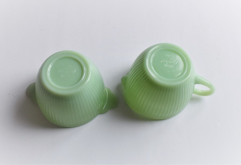 Vintage Fire King Jadeite Dinnerware Set: Jane Ray Green Dishes, 23 ...