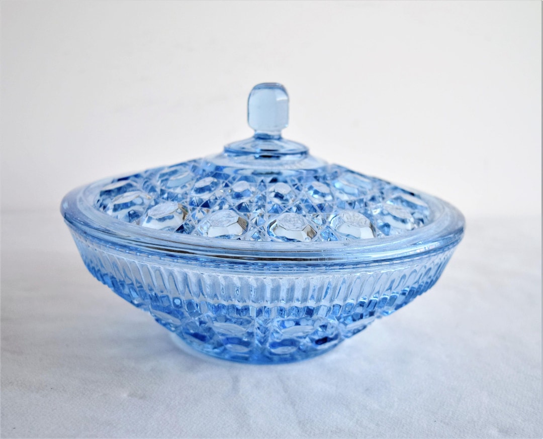 Blue Depression Glass Candy Dish - Etsy