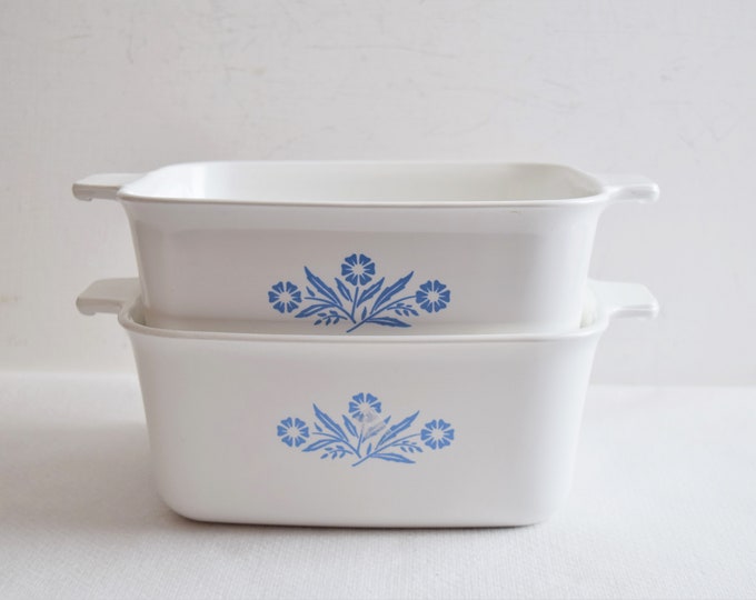 Set of 2 Corning Ware Cornflower Pattern Bread Loaf Pans /glass Bake ...