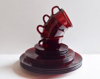 Ruby Red Dinner Plates - Etsy