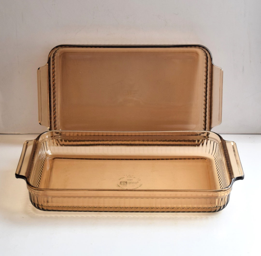 Set of 2 Matching Smokey Brown Anchor Hocking Baking Pans Tempered ...