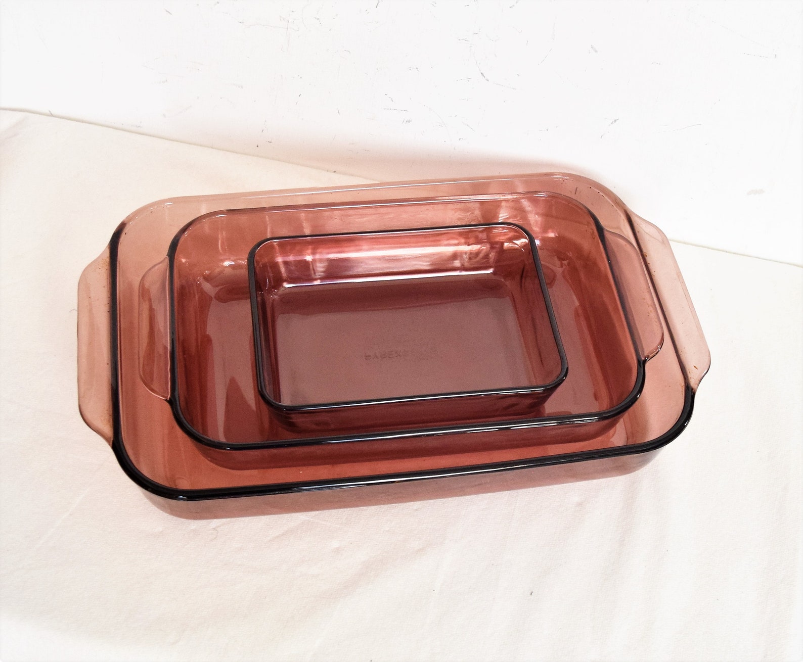 Cranberry Pyrex Baking Pans Set of 3 Matching Tempered Glass - Etsy