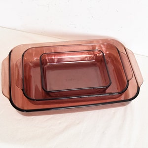 Cranberry Pyrex Baking Pans Set of 3 Matching Tempered Glass - Etsy
