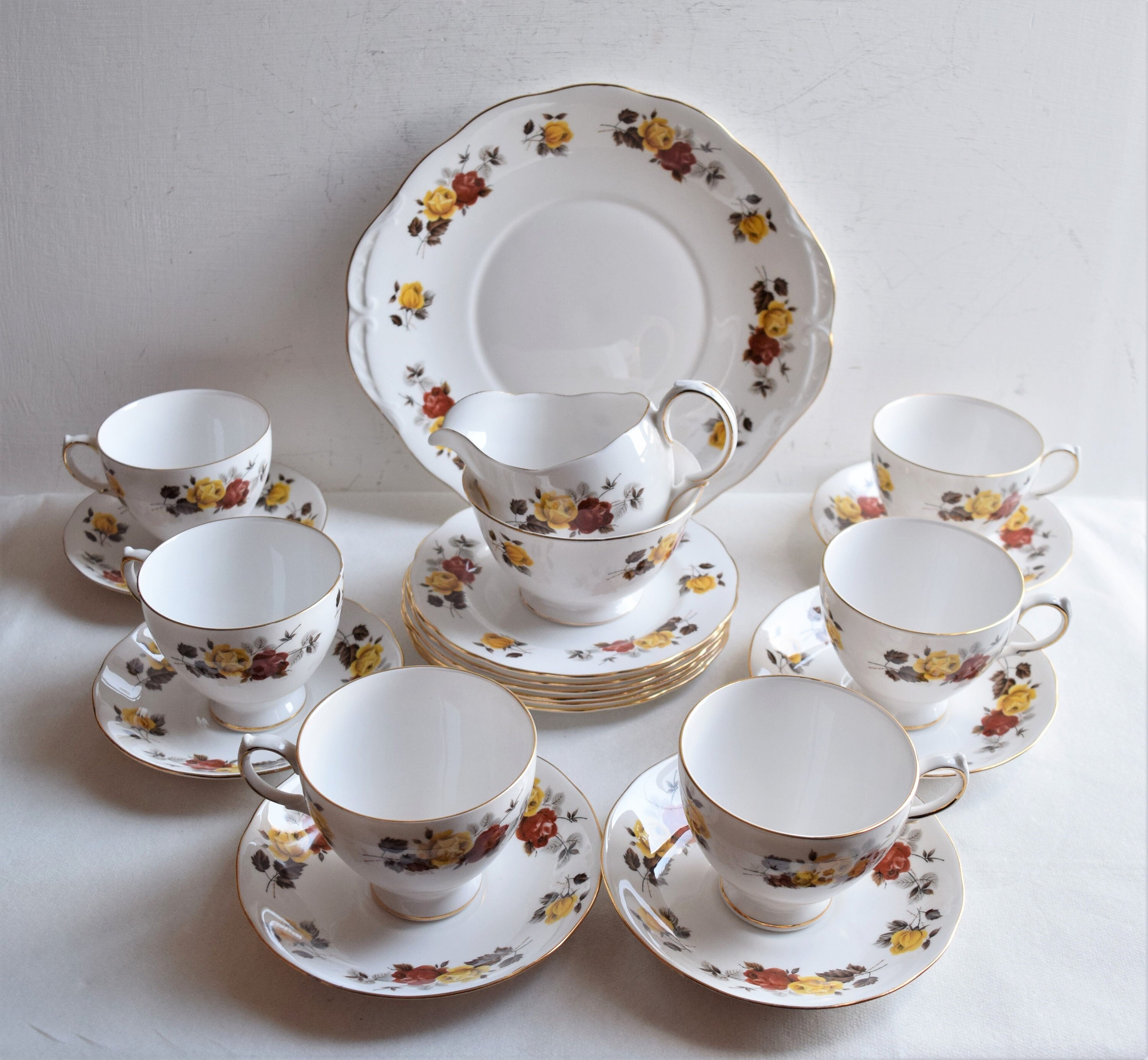 Set of 21 Piece Colclough Autumn Rose /english Tea | Etsy