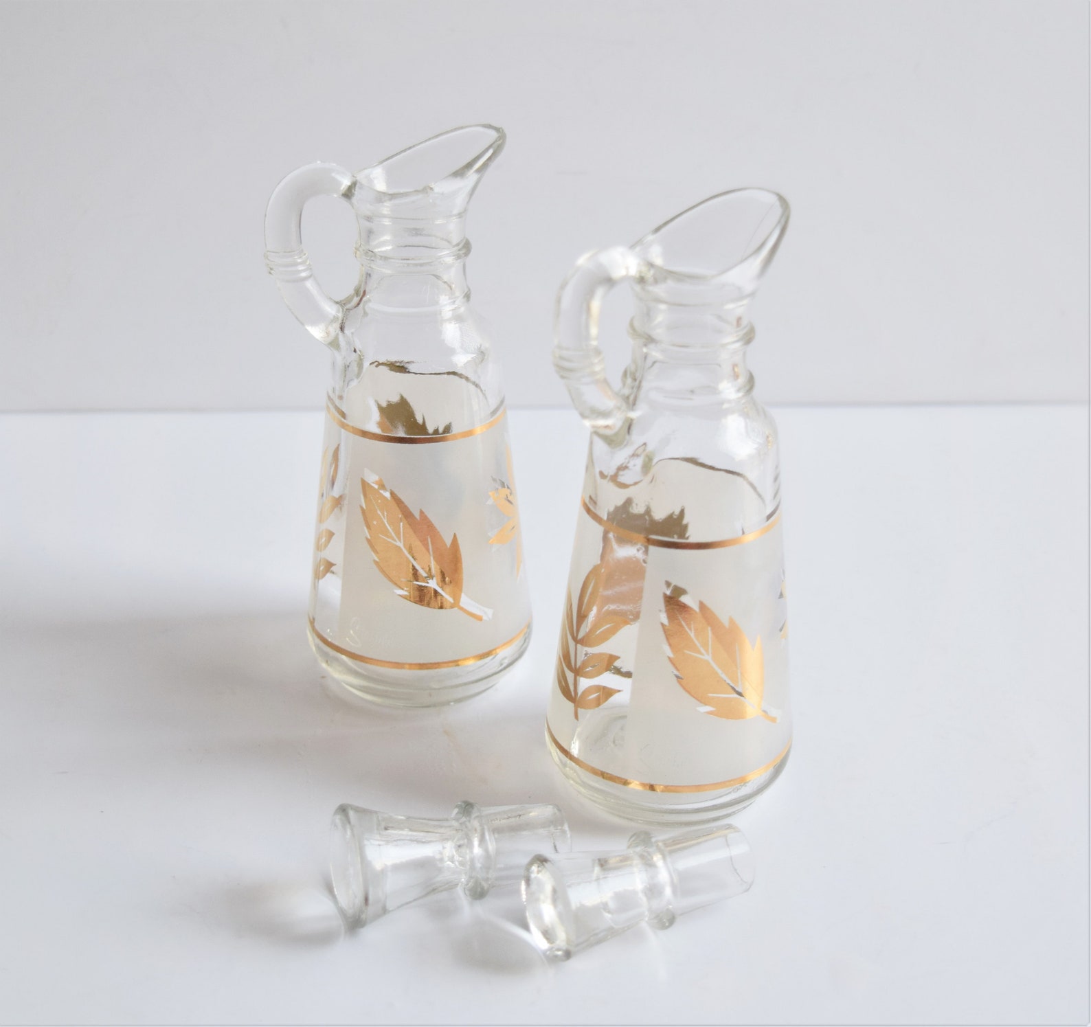 Oil and Vinegar Cruets Set Anchor Hocking Starlyte Glass Dispensers - Etsy