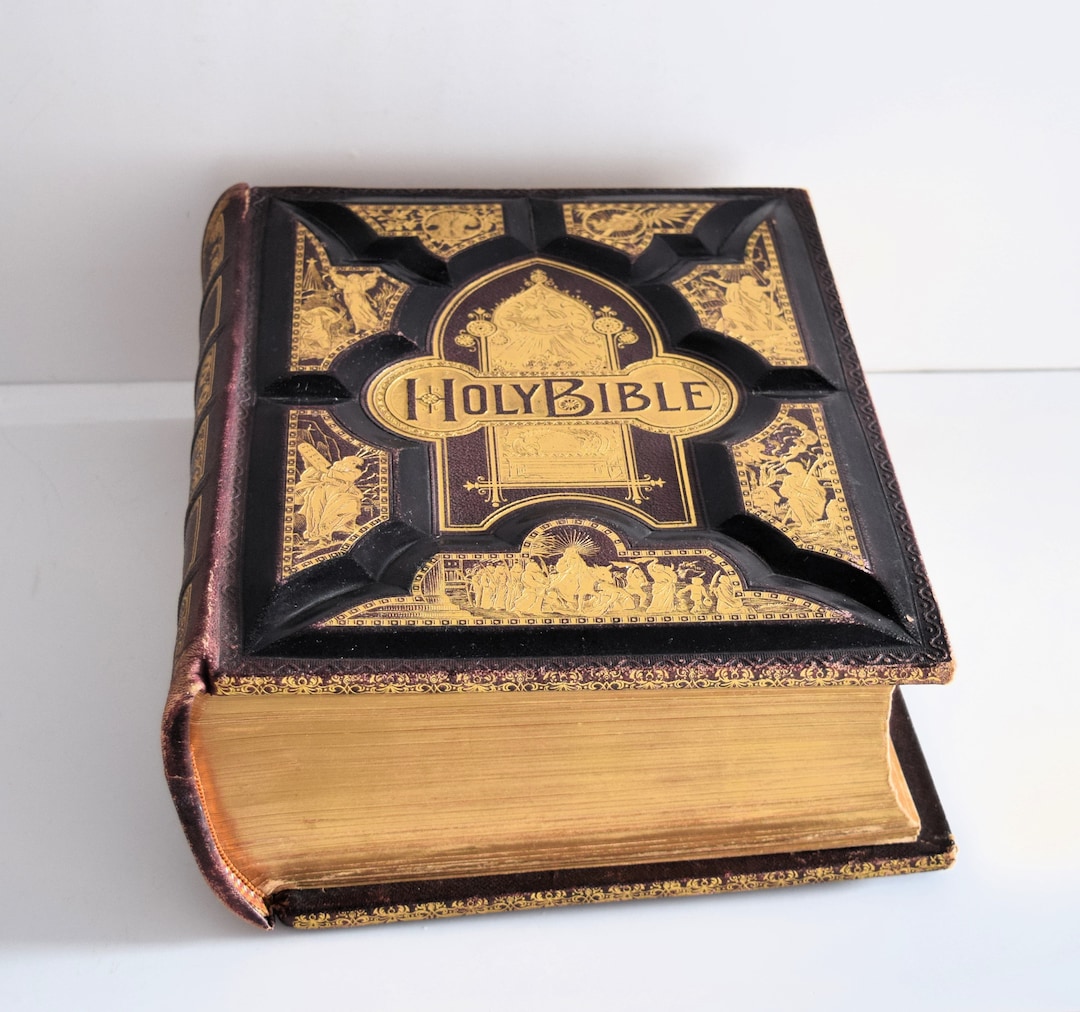 1886 Antique Family Bible: Gilt Leather Cover, Pictorial Edition - Etsy