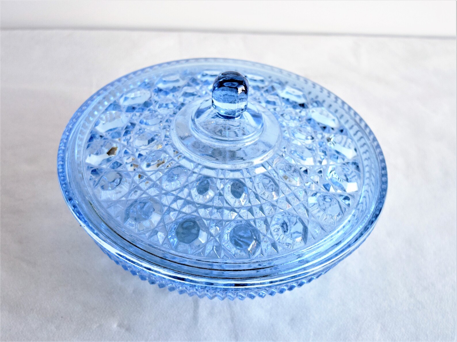 Blue Depression Glass Candy Dish | Etsy