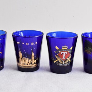 Set of 4 Royal Blue Shot Glasses/novelty Barware/ Blue Libbey Shot ...
