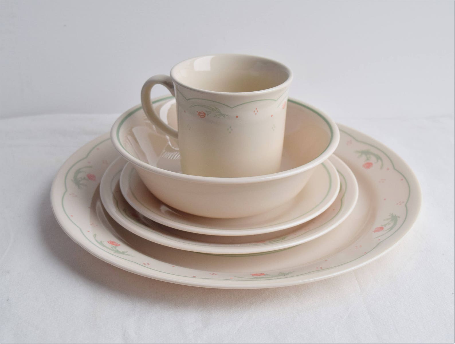 Set of 20 Piece Corelle calico Rose Dinnerware by | Etsy