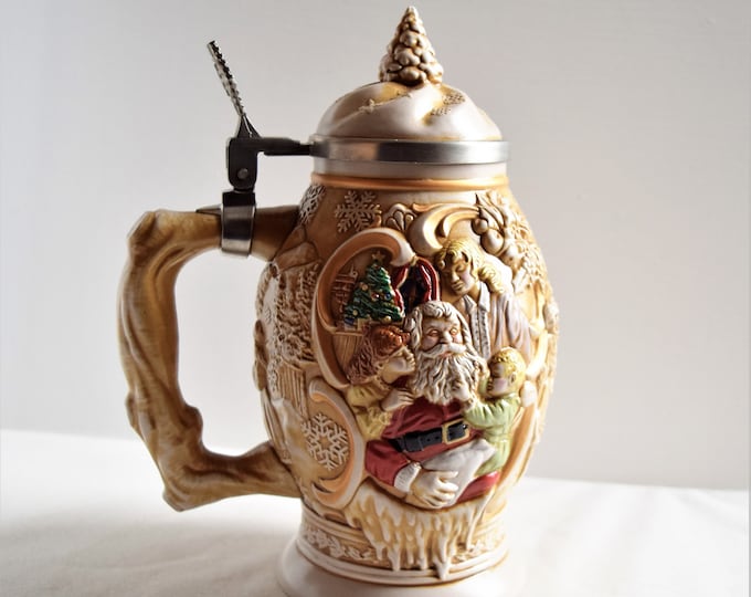 1994 Avon Beer Stein With Lid/ Avon Father Christmas Stein Collectible ...