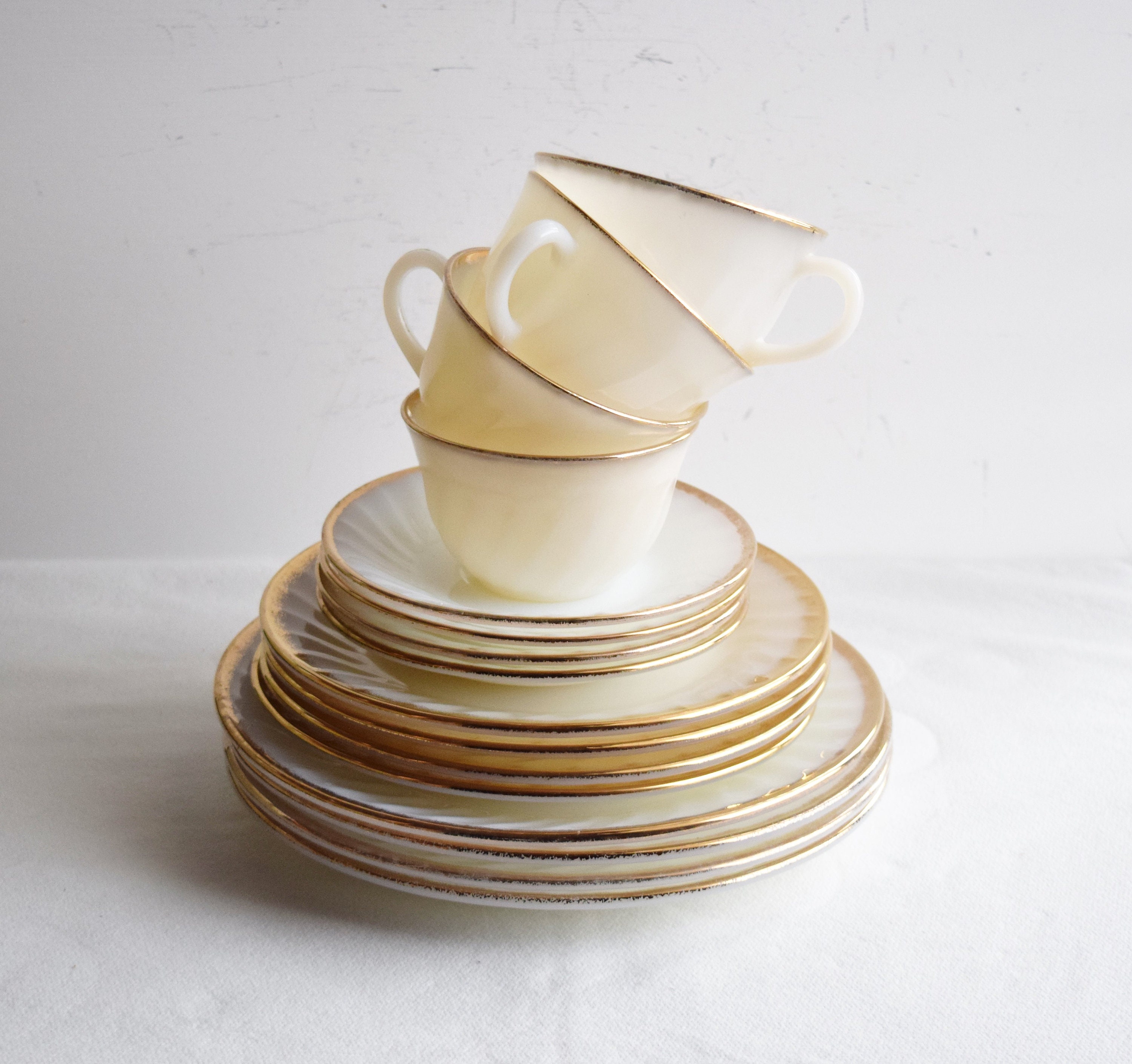 Set of 16 Fire King Dinnerware Pieces by Anchor Hocking/ Milk | Etsy