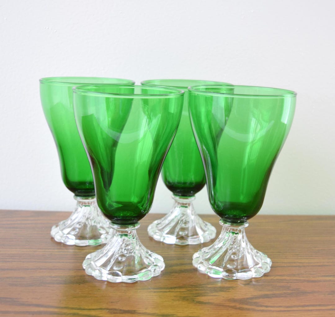 Emerald Green Anchor Hocking Wine Goblets - Set of 4 Boopie Stemware - Etsy