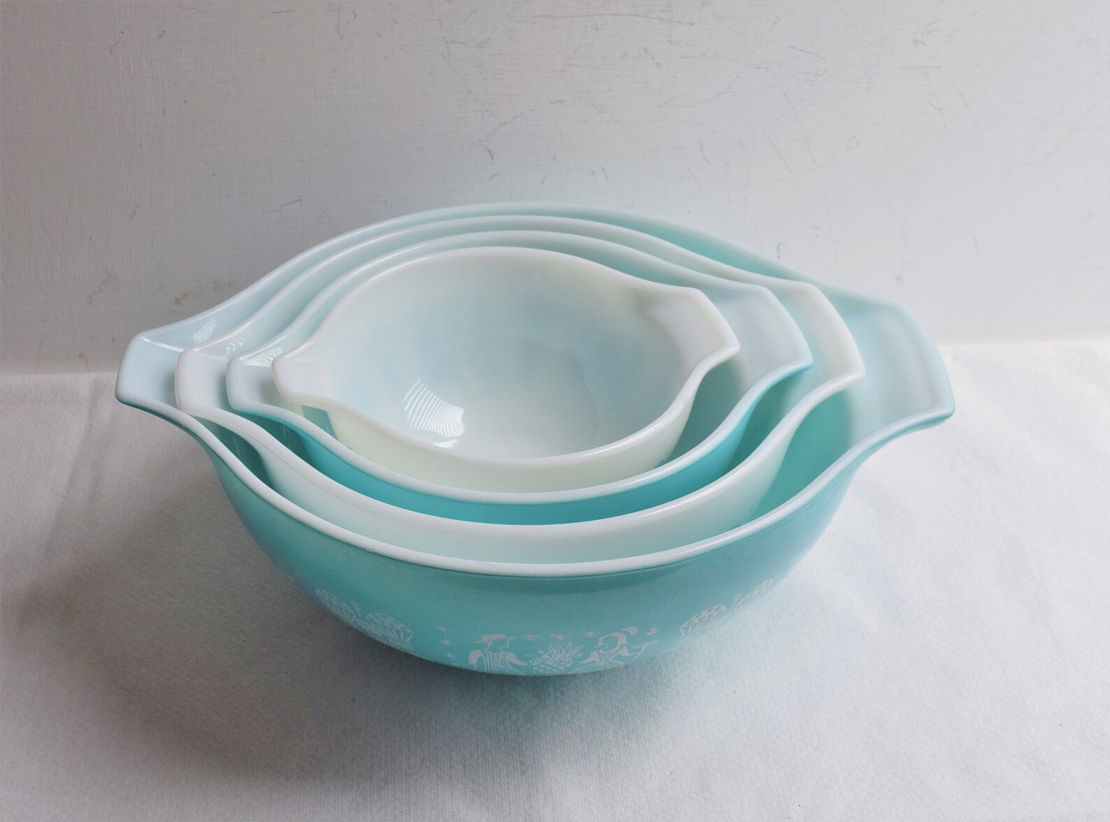 Set of 4 Blue Turquoise and White Pyrex Amish Butterprint - Etsy