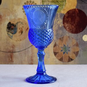 Set of 2 Vintage Cobalt Blue Avon Wine Goblets / Avon George Martha ...