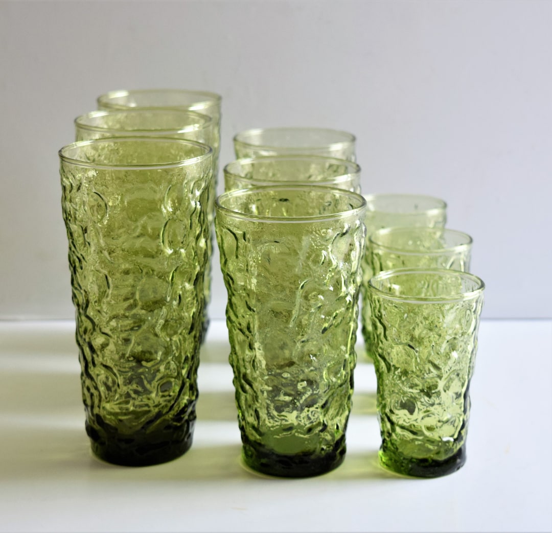 Green Milano Tumblers Textured Glasses 3 Sizes Set of 9 - Etsy